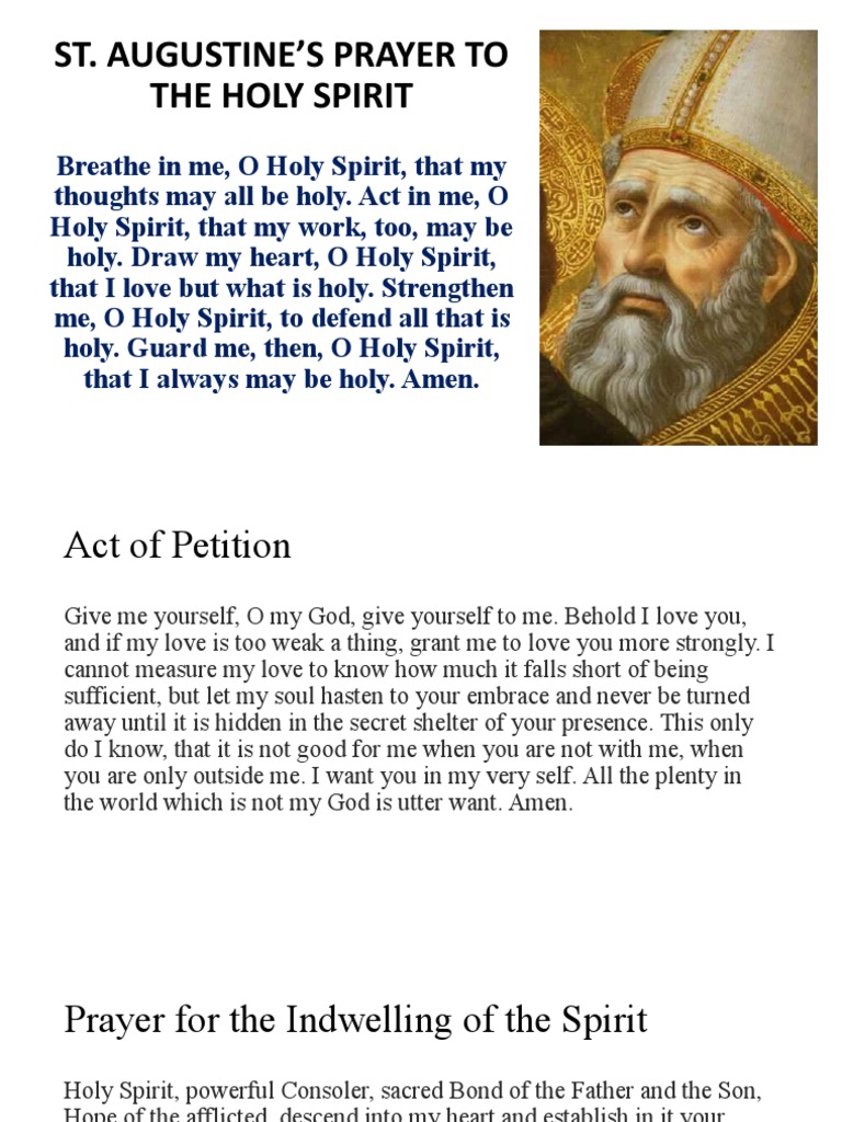 St. Augustine's Prayer To The Holy Spirit | PDF | Prayer | Love