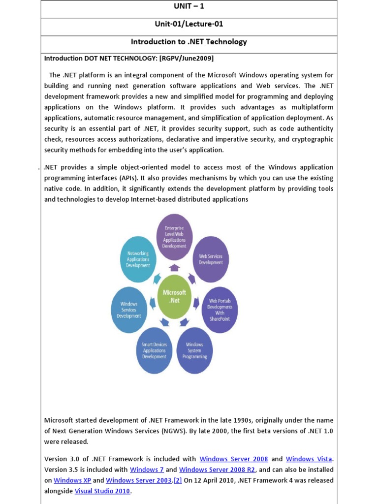 Introduction DOT NET TECHNOLOGY: (RGPV/June2009) | PDF | Visual Basic ...