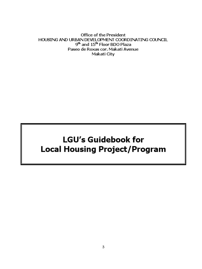 LGU Housing Project Guidebook | PDF | Feasibility Study | Public Housing