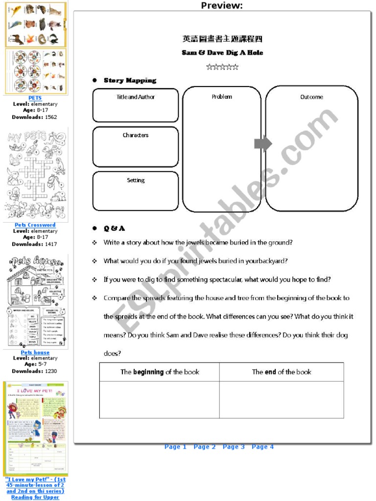 Sam and Dave Dig A Hole - Questions | PDF