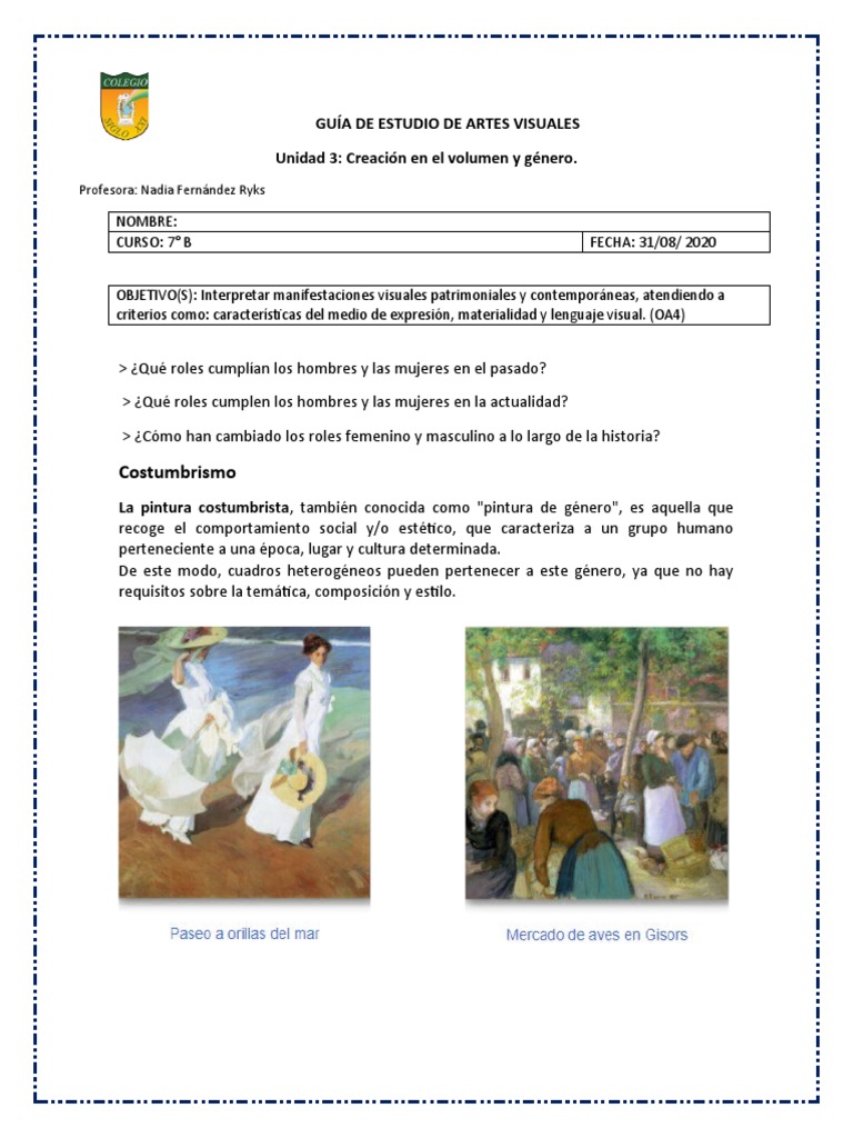 UNIDAD 3 Guía de Estudio de Artes Visuales 7° 31-08-2020 | PDF ...