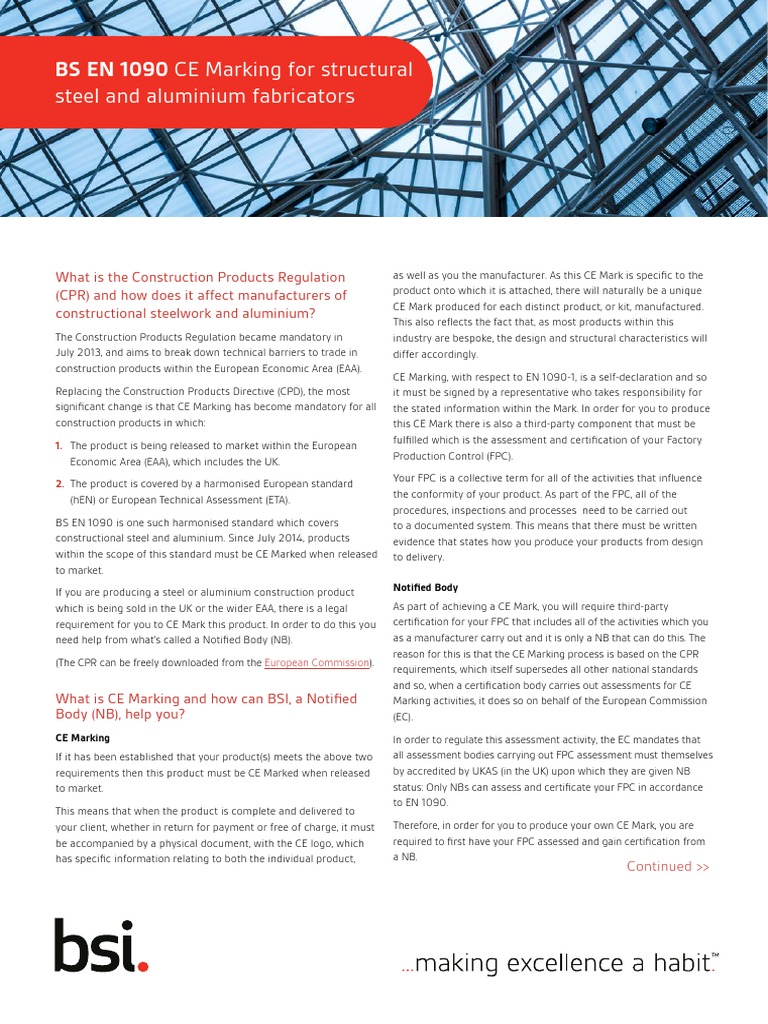 Steel and Aluminium Fabricators: BS EN 1090 CE Marking For Structural | PDF
