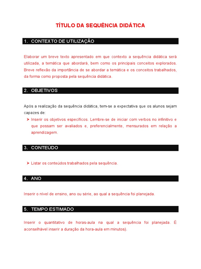 Template - Sequência Didática | PDF