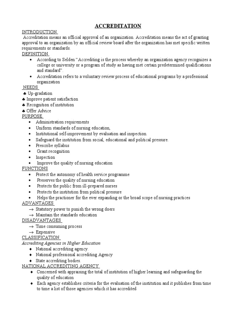 Accreditation: Accrediting Agencies in Higher Education | PDF | Nursing ...