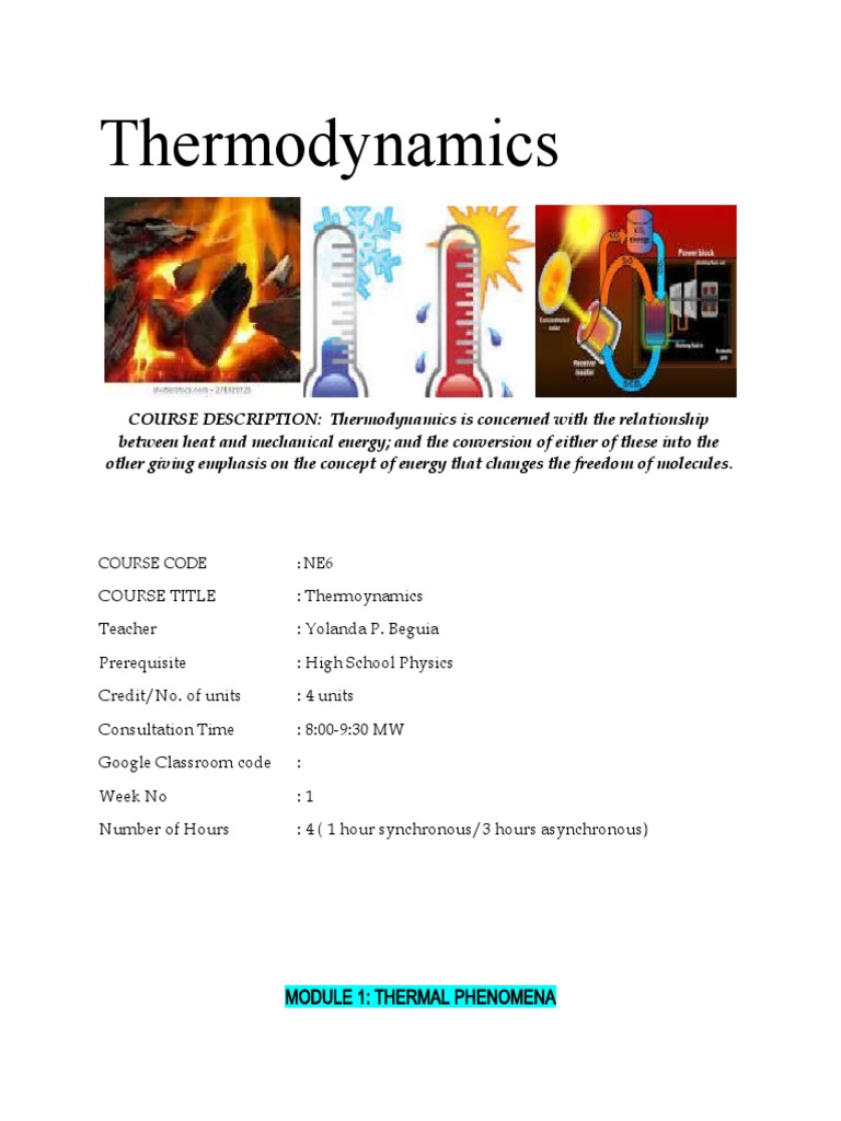 Thermodynamics Lesson 1 | PDF | Temperature | Thermodynamics