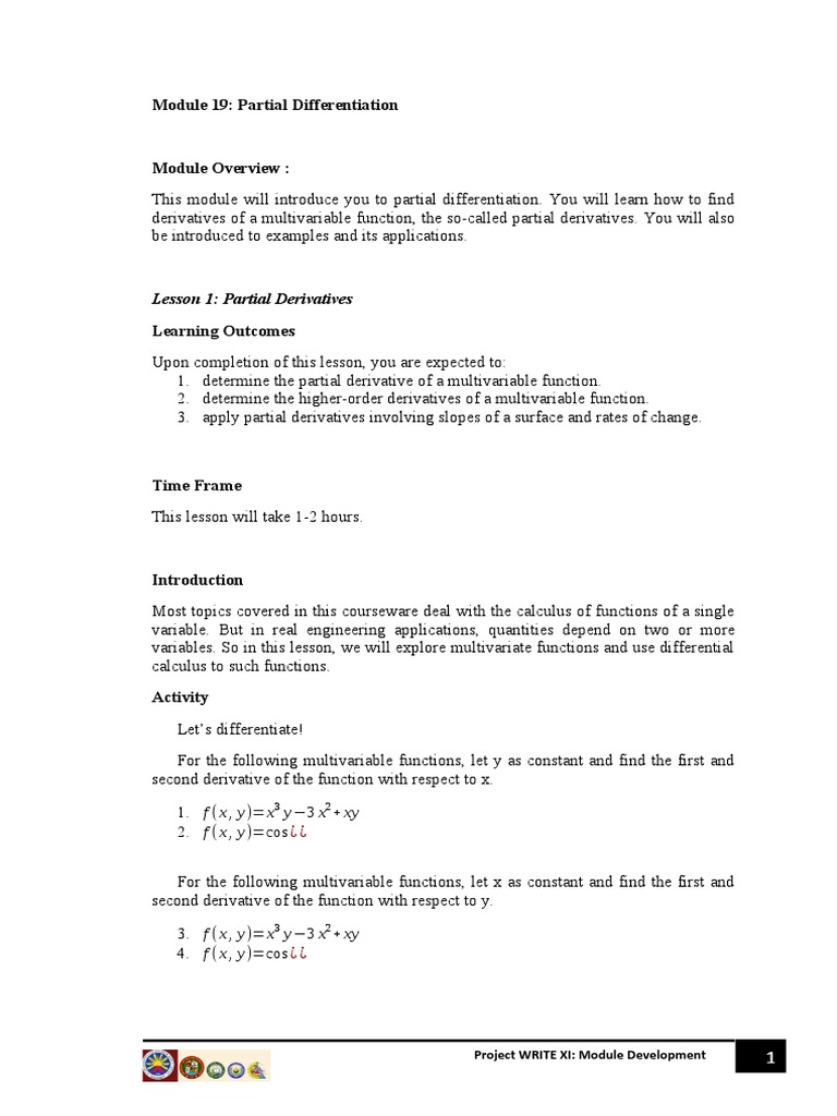 Module-19-Partial Differentiation | PDF | Derivative | Function (Mathematics)