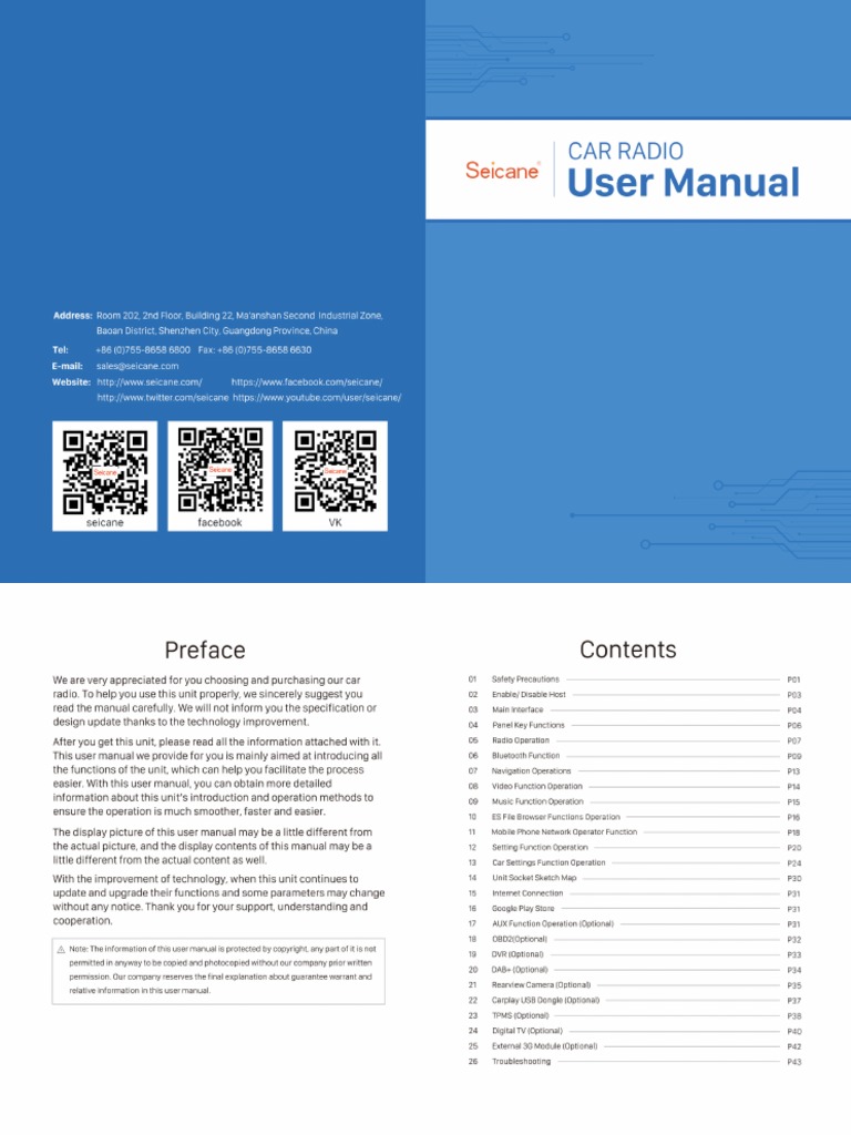 Seicane H6 Android User Manual | PDF