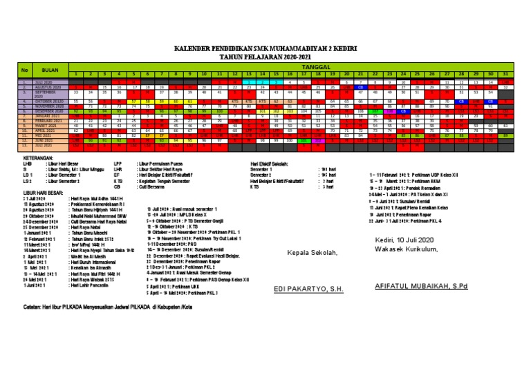Kalender Pendidikan SMK Muhammadiyah 2 Kediri | PDF