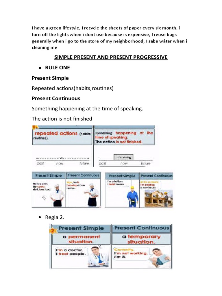 Simple vs. Progressive Present Tense | PDF | Wellness