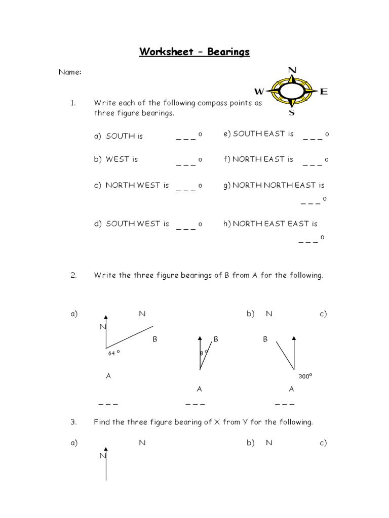 Bearings Worksheet | Download Free PDF | Navigation | Geography
