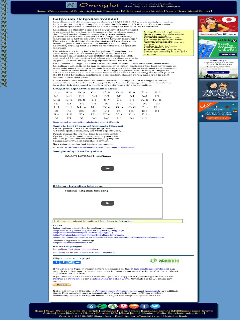 Latgalian Language, Alphabet and Pronunciation | PDF | Semiotics ...