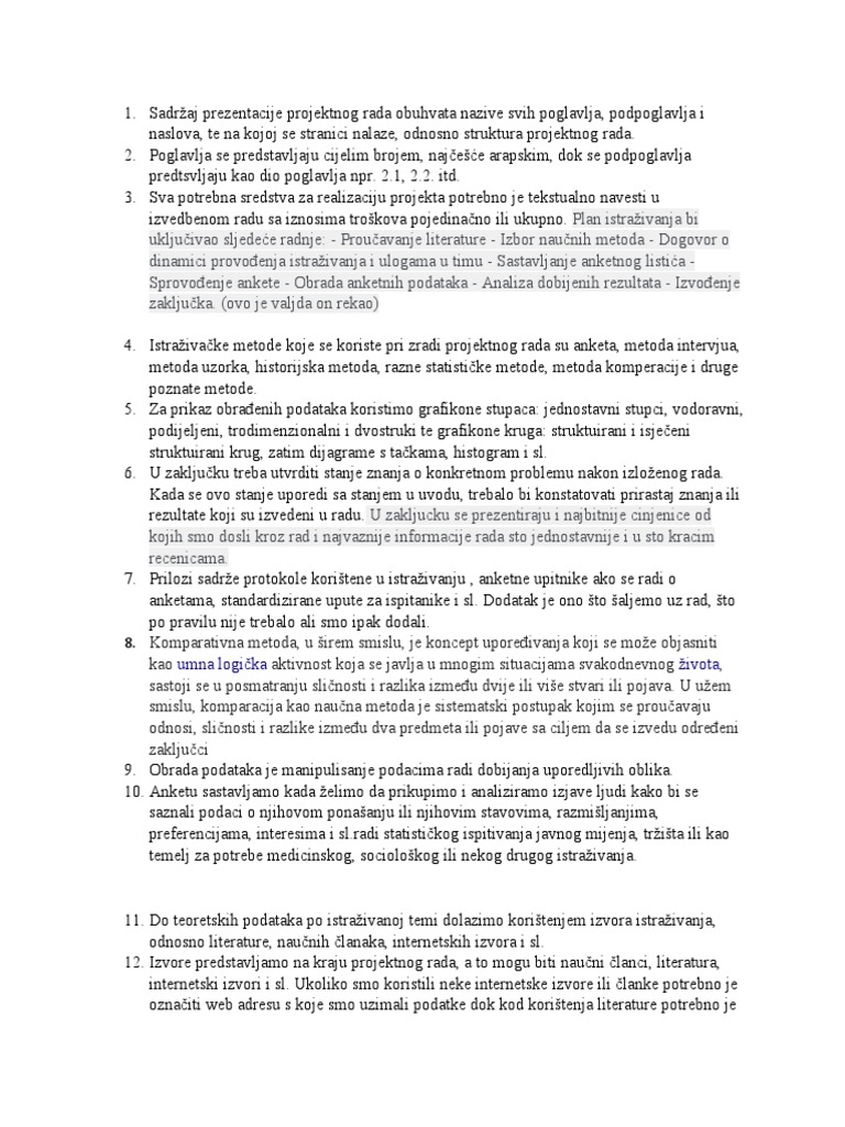 Projektni Rad Pitanja | PDF