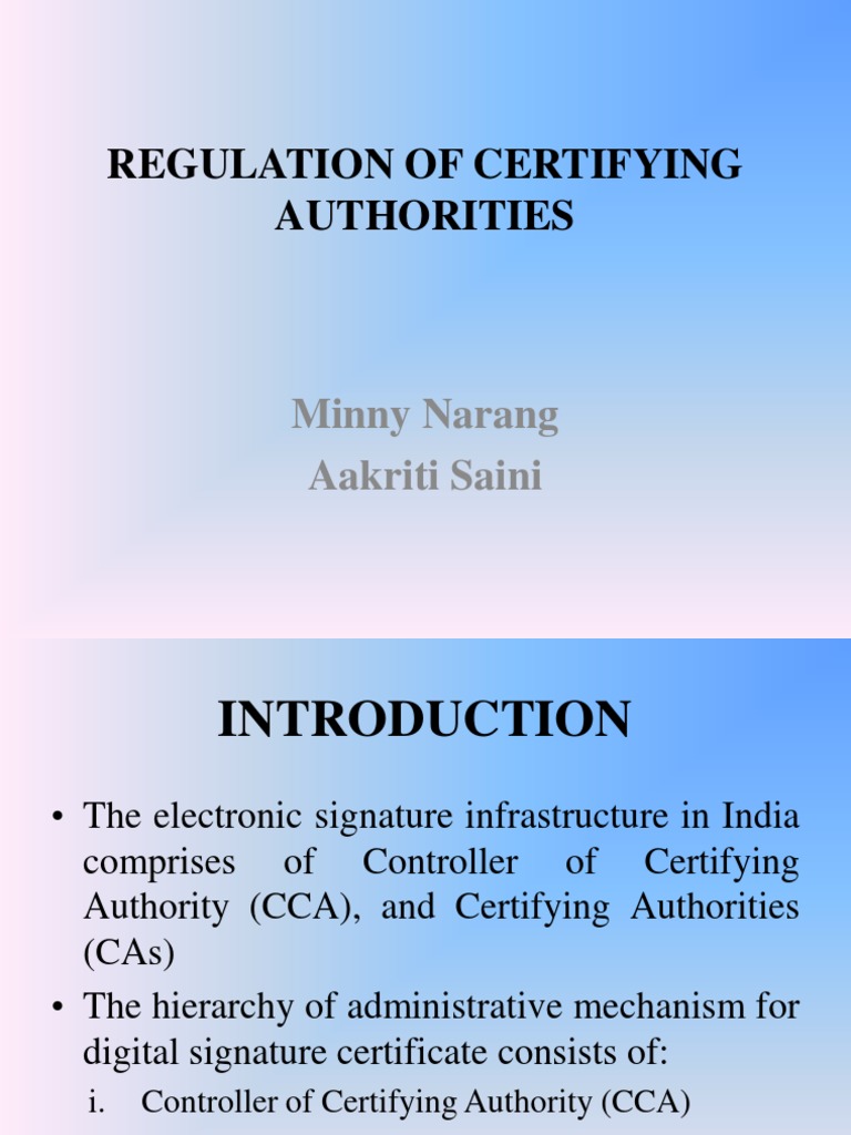 Regulation of Certifying Authorities in India | PDF | License ...