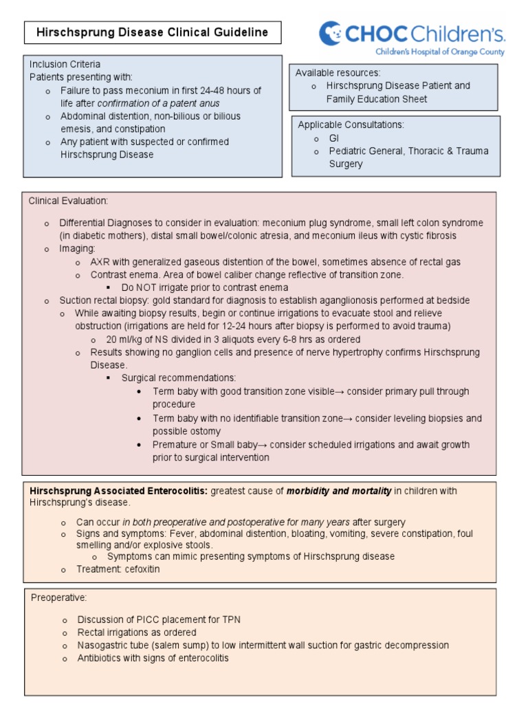 Hirschsprung Disease Clinical Guideline: in Both Preoperative and ...