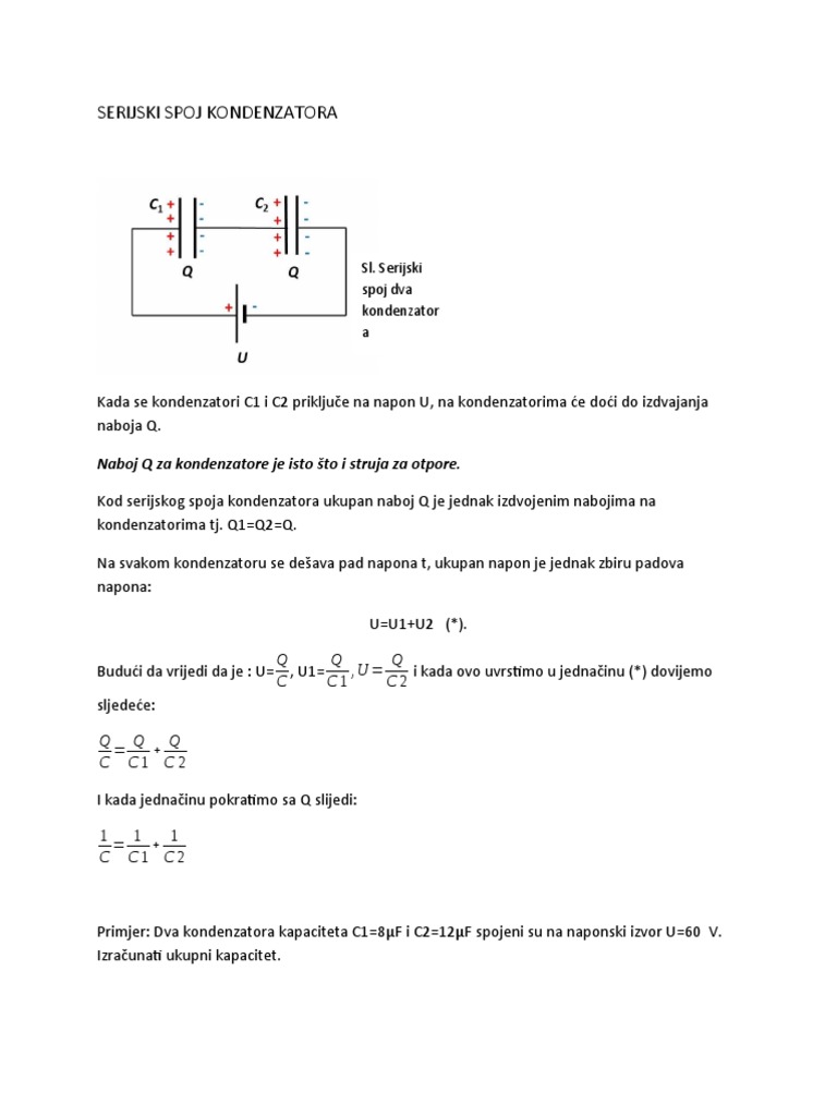 Serijski Spoj Kondenzatora | PDF