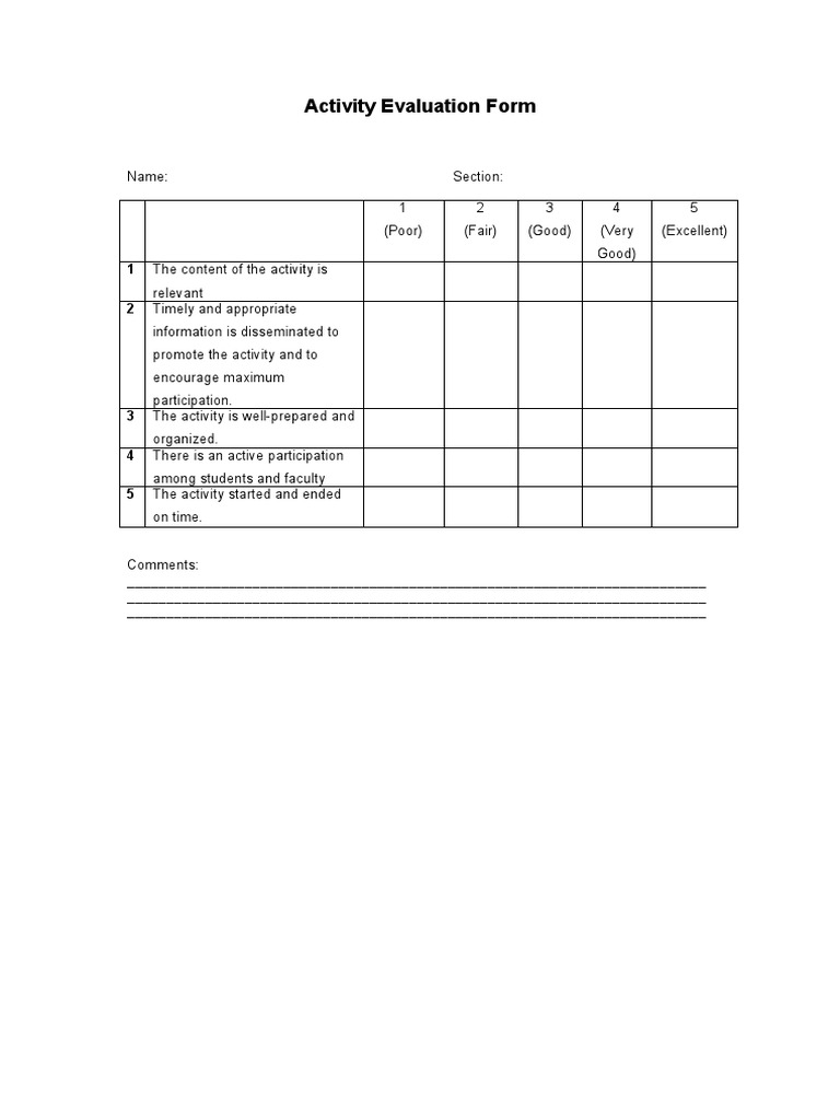 Evaluation Form (Osa) | PDF