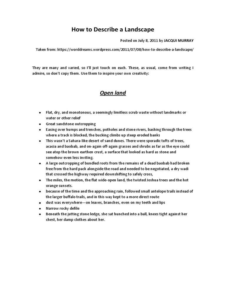 Describing Diverse Landscapes | PDF | Grassland | Desert