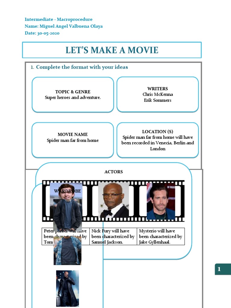 Let'S Make A Movie: Complete The Format With Your Ideas | PDF