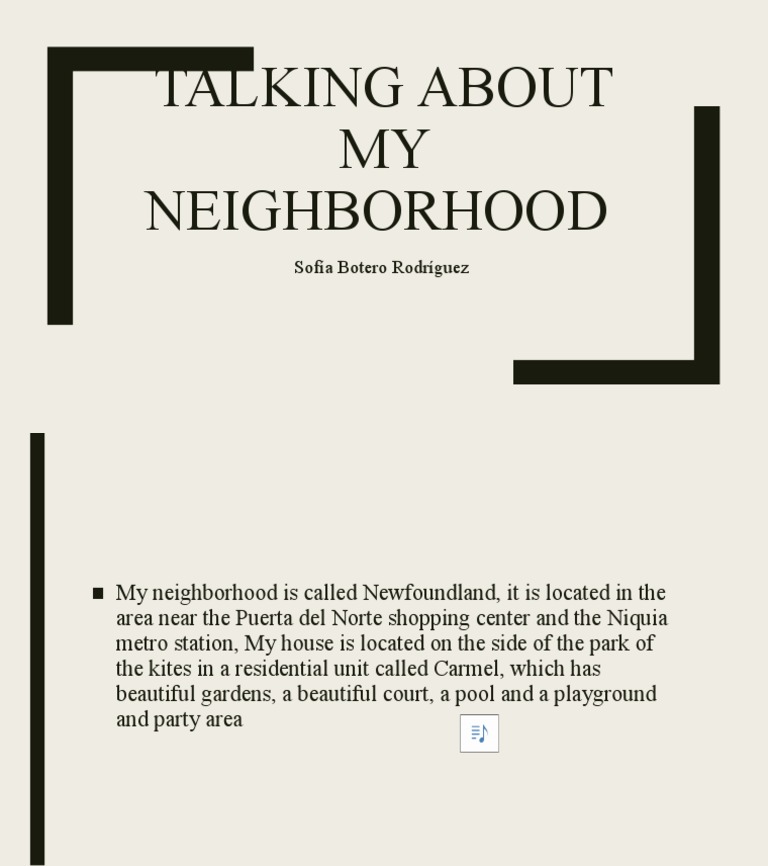 Talking About My Neighborhood | PDF