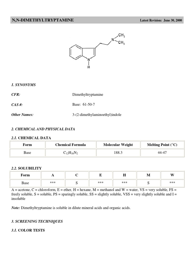 DMT: Properties and Analysis of N,N-Dimethyltryptamine | PDF | Gas ...