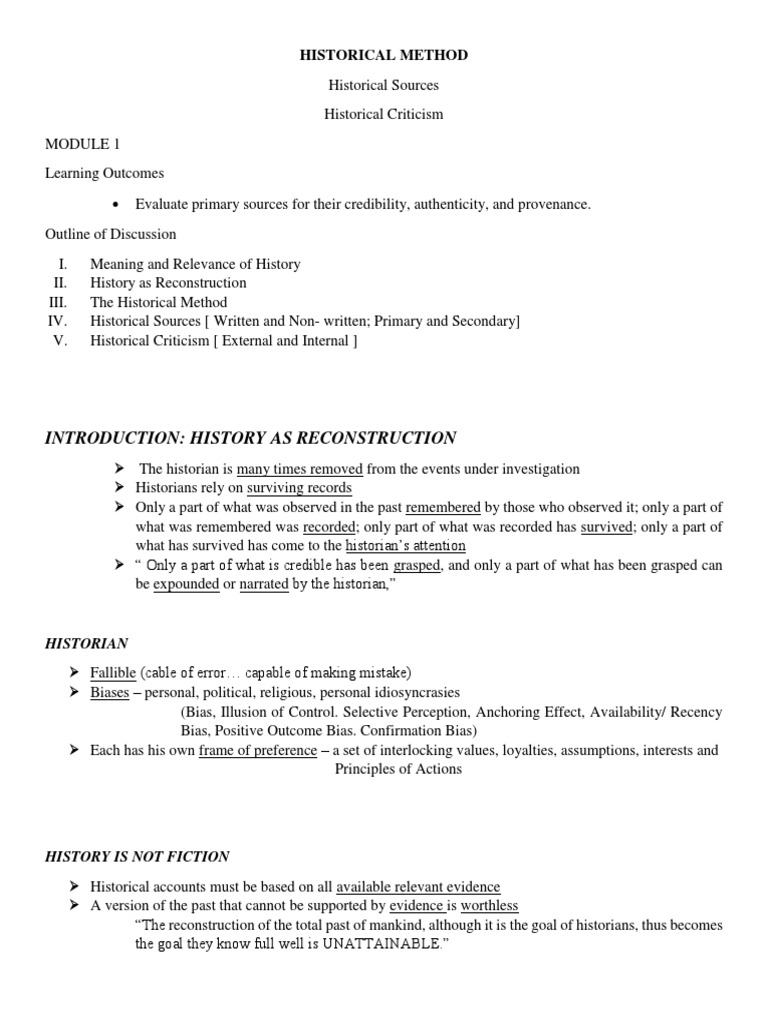 Introduction: History As Reconstruction: Historical Method | PDF ...