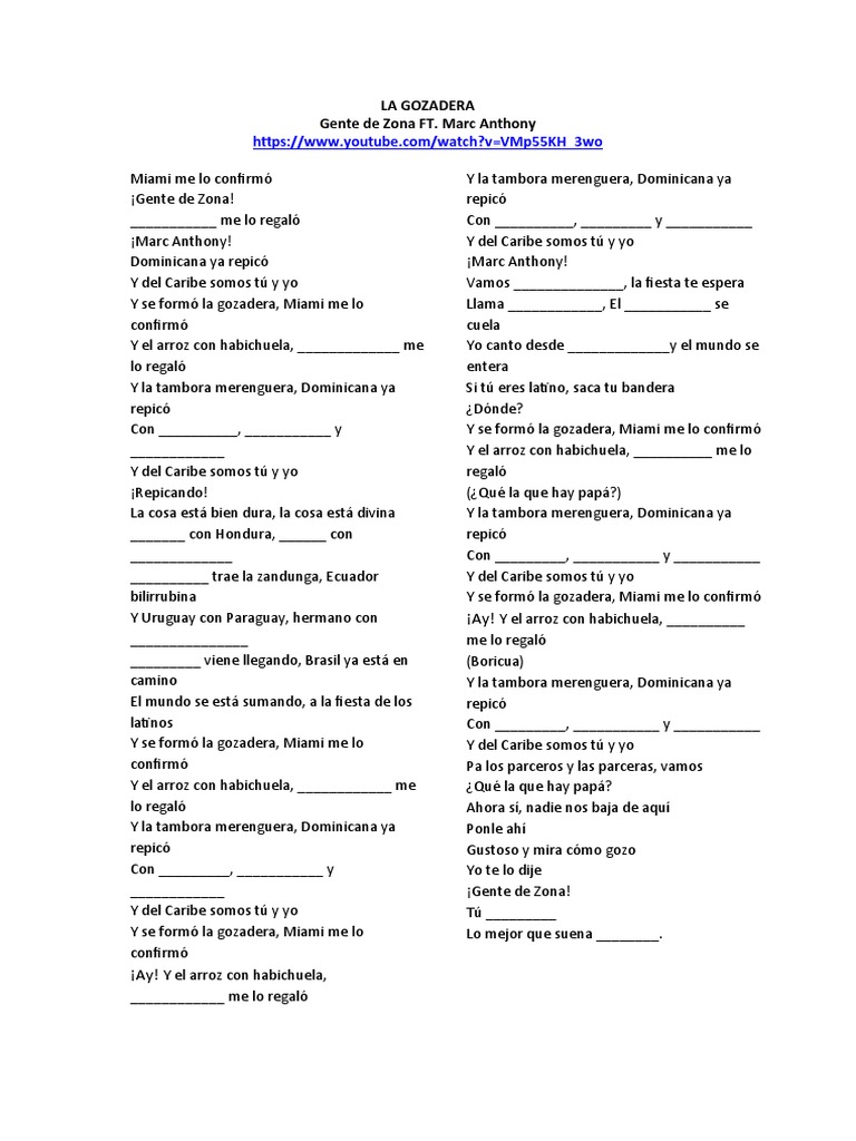 LA GOZADERA - Alunos | PDF | Música caribeña | Musica Latinoamericana