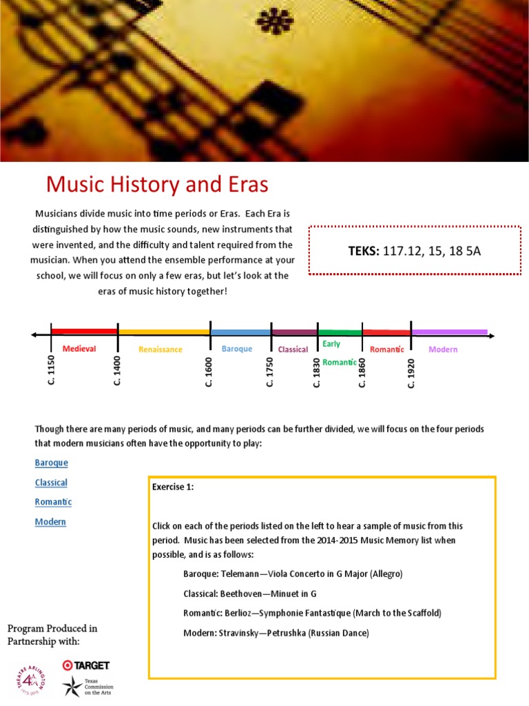 Overview of Music History Eras | PDF | Classical Period (Music ...