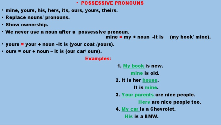 Teachers Explanation About Possessive Pronouns | PDF