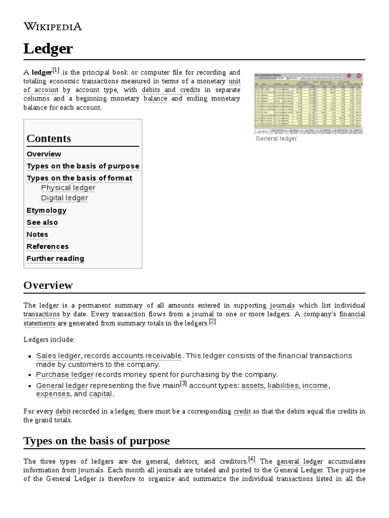 Ledger: Types On The Basis of Purpose Types On The Basis of Format ...