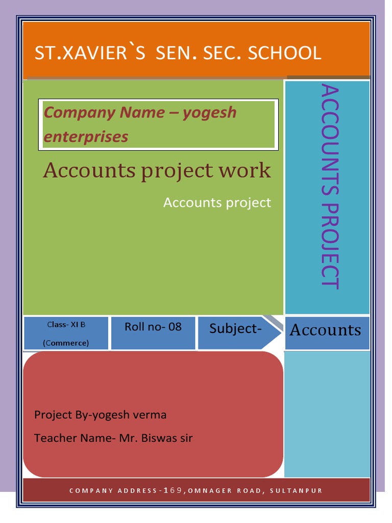 Accounts Project Work: ST Xavier S Sen SEC School | PDF | Bookkeeping ...