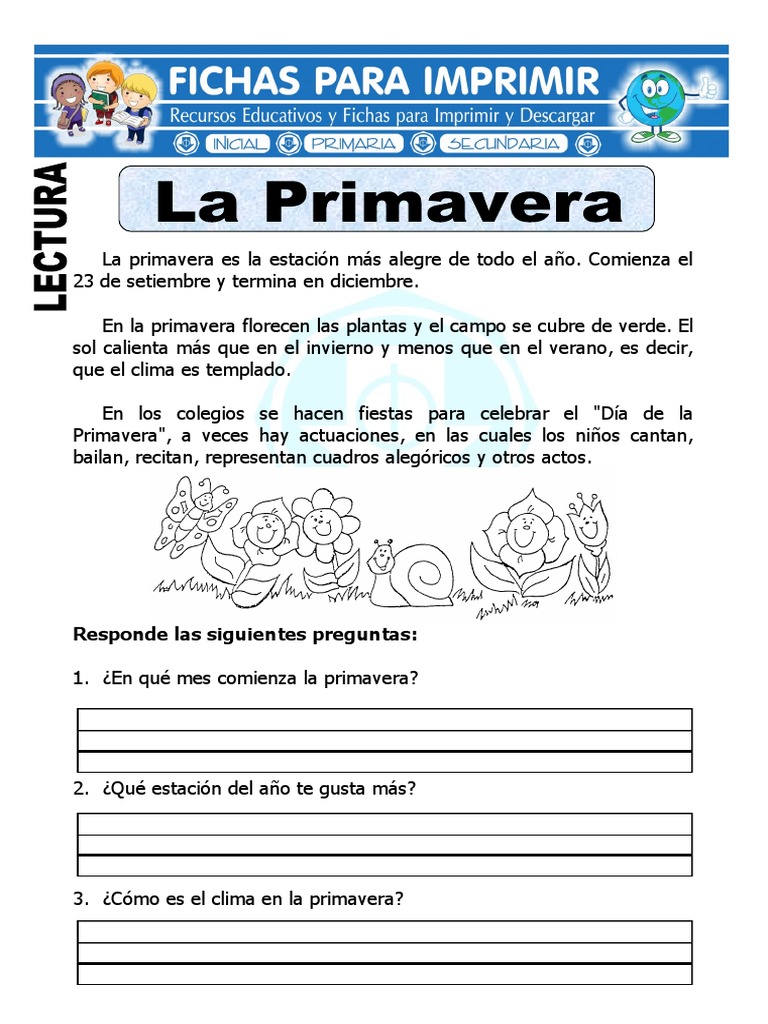 Ficha de La Primavera para Primaria | PDF