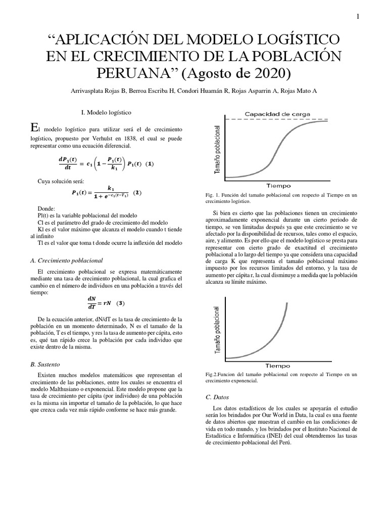 Modelo Logístico en Crecimiento Poblacional | PDF | Función logística ...