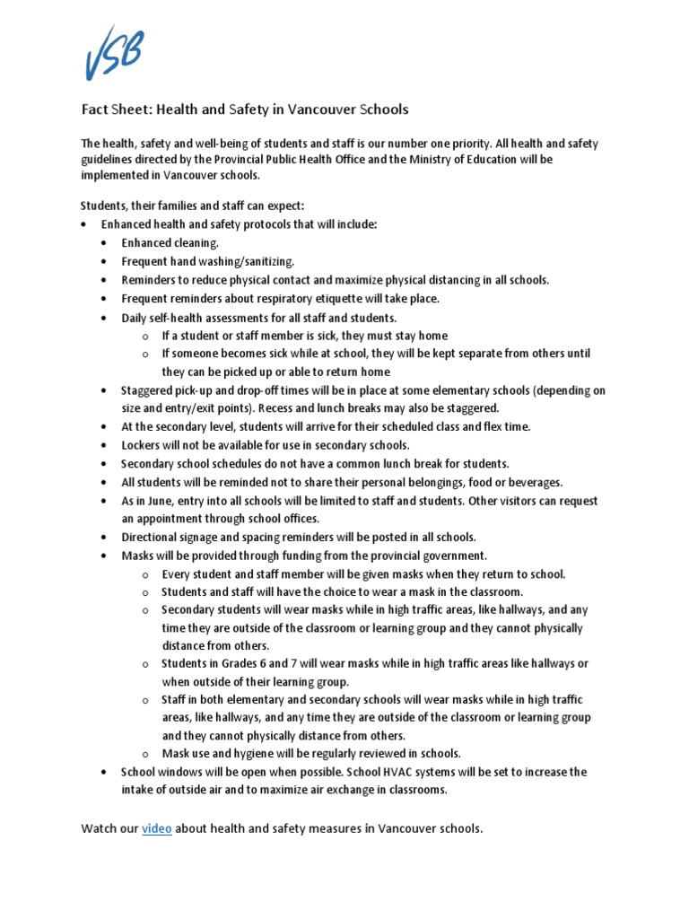 Fact Sheet | PDF | Classroom | Occupational Safety And Health