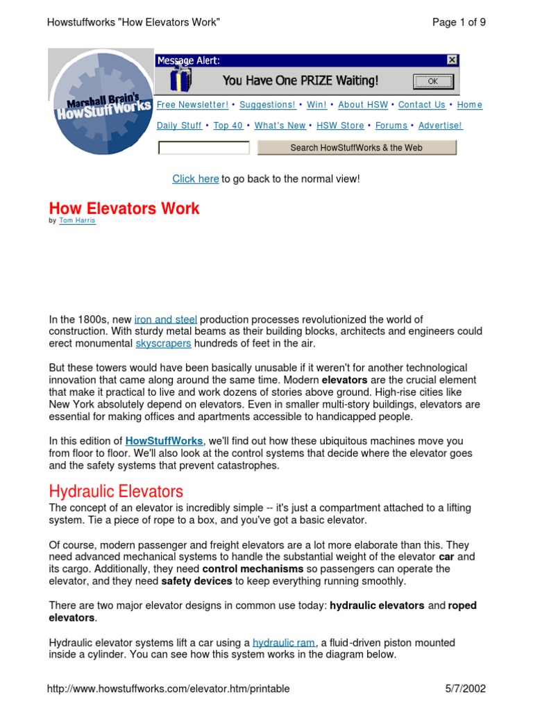 How Elevators Work | PDF | Elevator | Valve