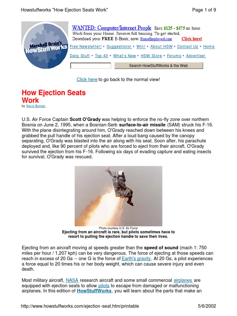 How Ejection Seats Work: Click Here | PDF | Parachute | Spaceflight ...