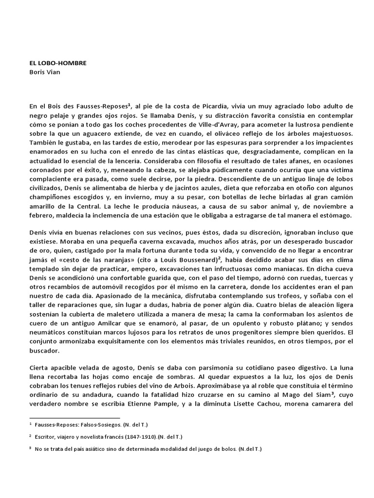 El Lobo Hombre Boris Vian | PDF | Naturaleza