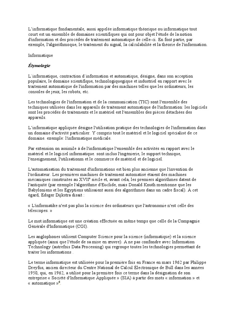 Texte Informatique Simple