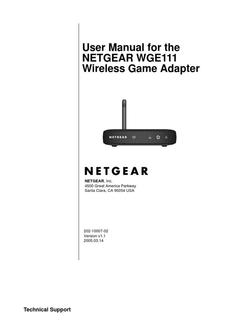 User Manual For The Netgear Wge111 Wireless Game Adapter | PDF | Ip ...