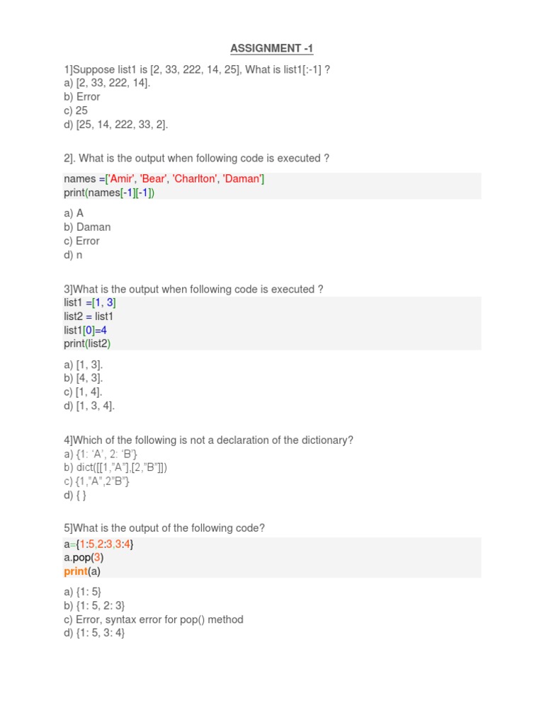 Python Assignment | PDF | Python (Programming Language) | Software ...