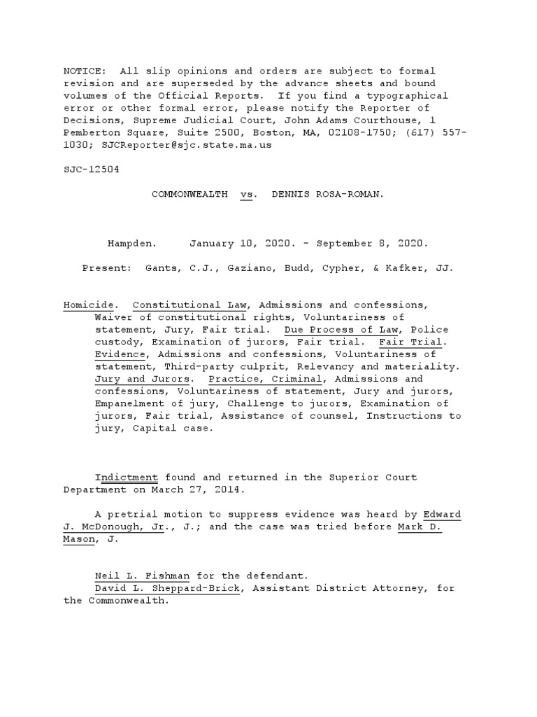 Massachusetts Supreme Judicial Court Denies New Trial For Murderer of ...