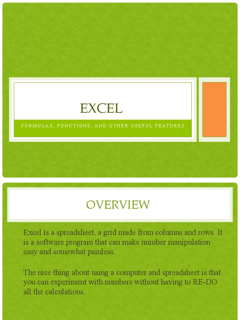 Excel: Formulas, Functions, and Other Useful Features | PDF | Microsoft ...
