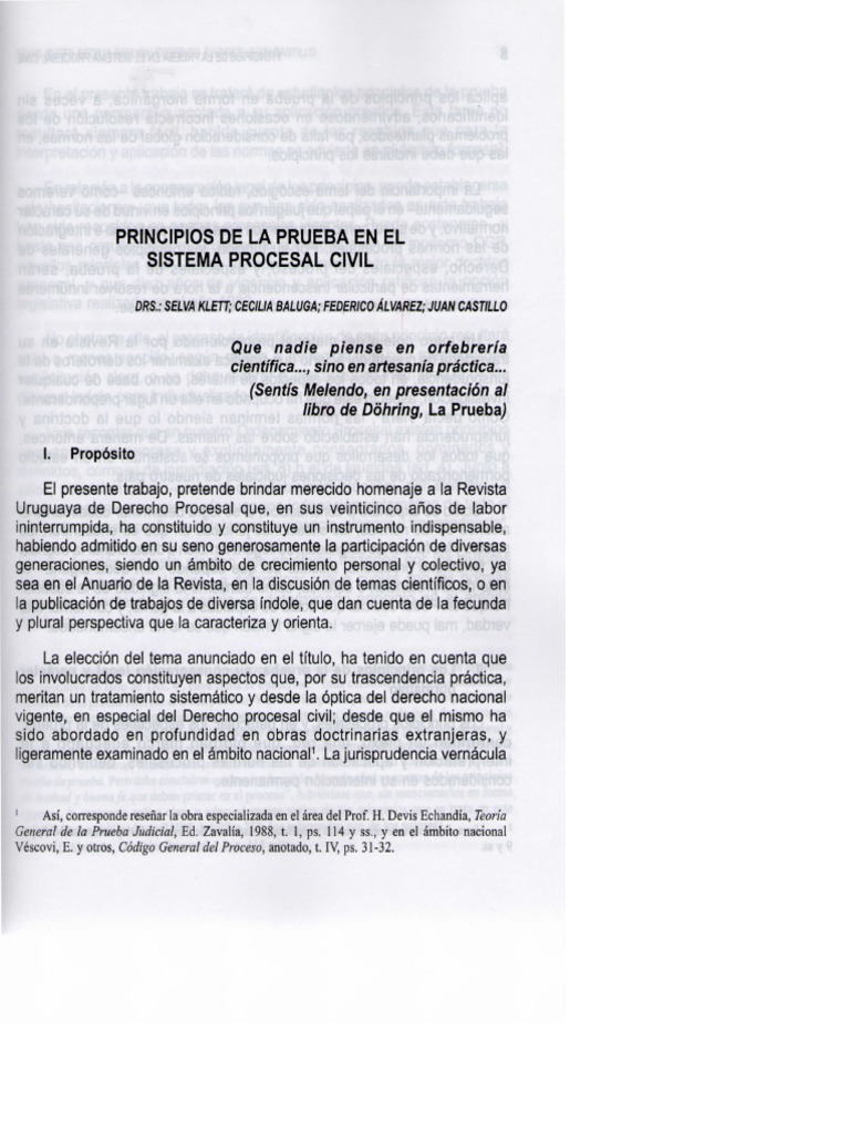 Principios de La Prueba en El Sistema Procesal Civil | Descargar gratis PDF | Evidencia (ley ...
