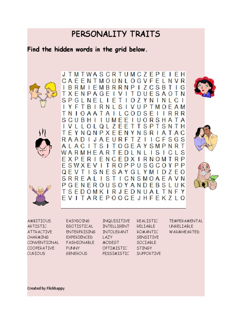 Personality Traits: Find The Hidden Words in The Grid Below | PDF