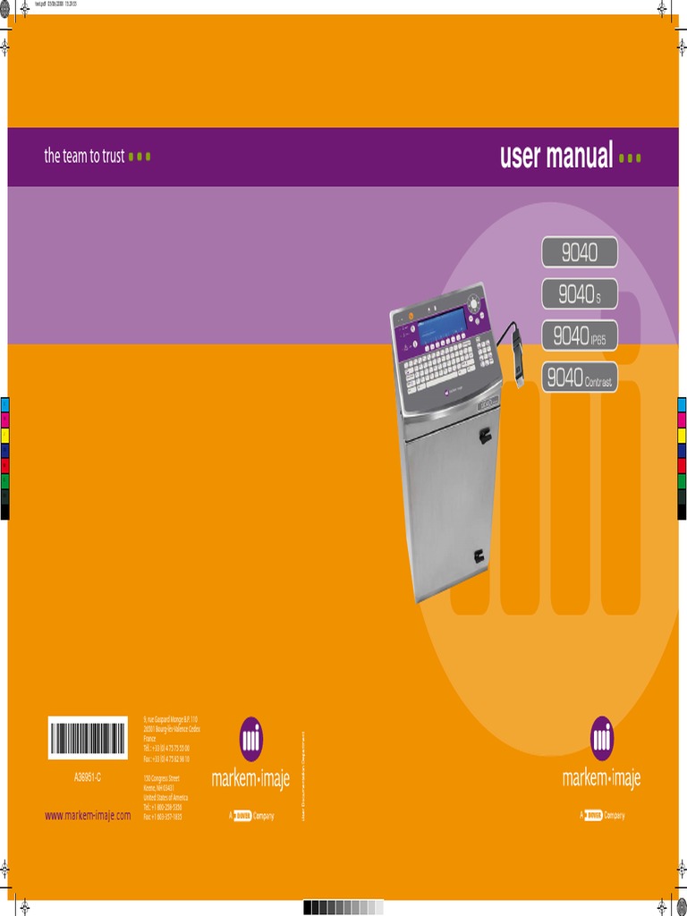 Markem-Imaje Printer User Manual | PDF | Menu (Computing) | Computer Keyboard