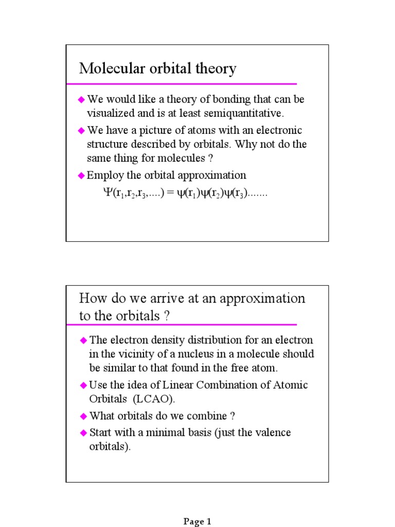 Inorganic Chemistry Molecular Orbital Theory | PDF | Molecular Orbital ...