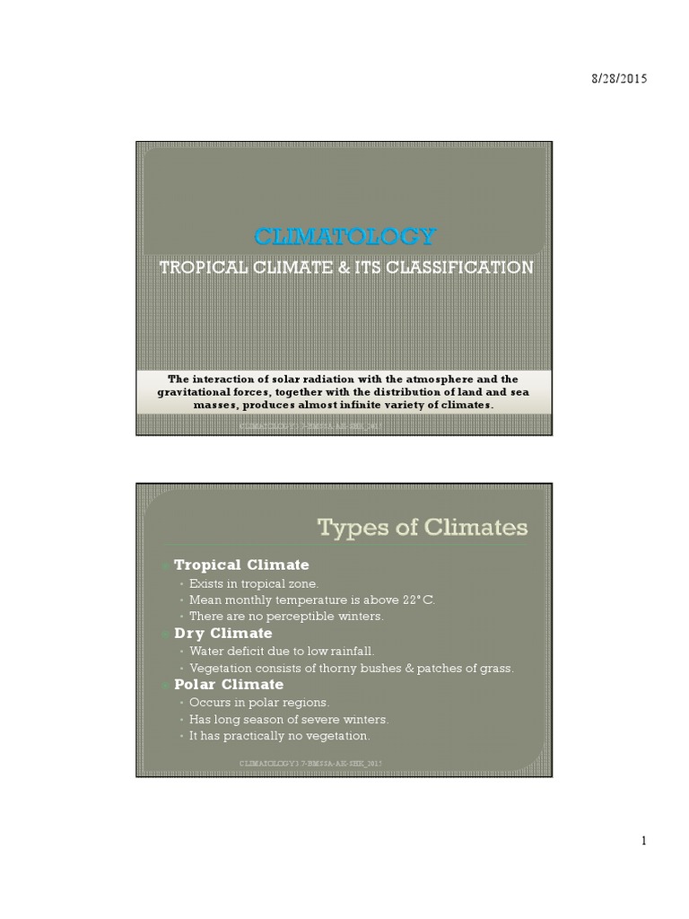 Tropical Climate Classification Overview | PDF | Climate | Rain