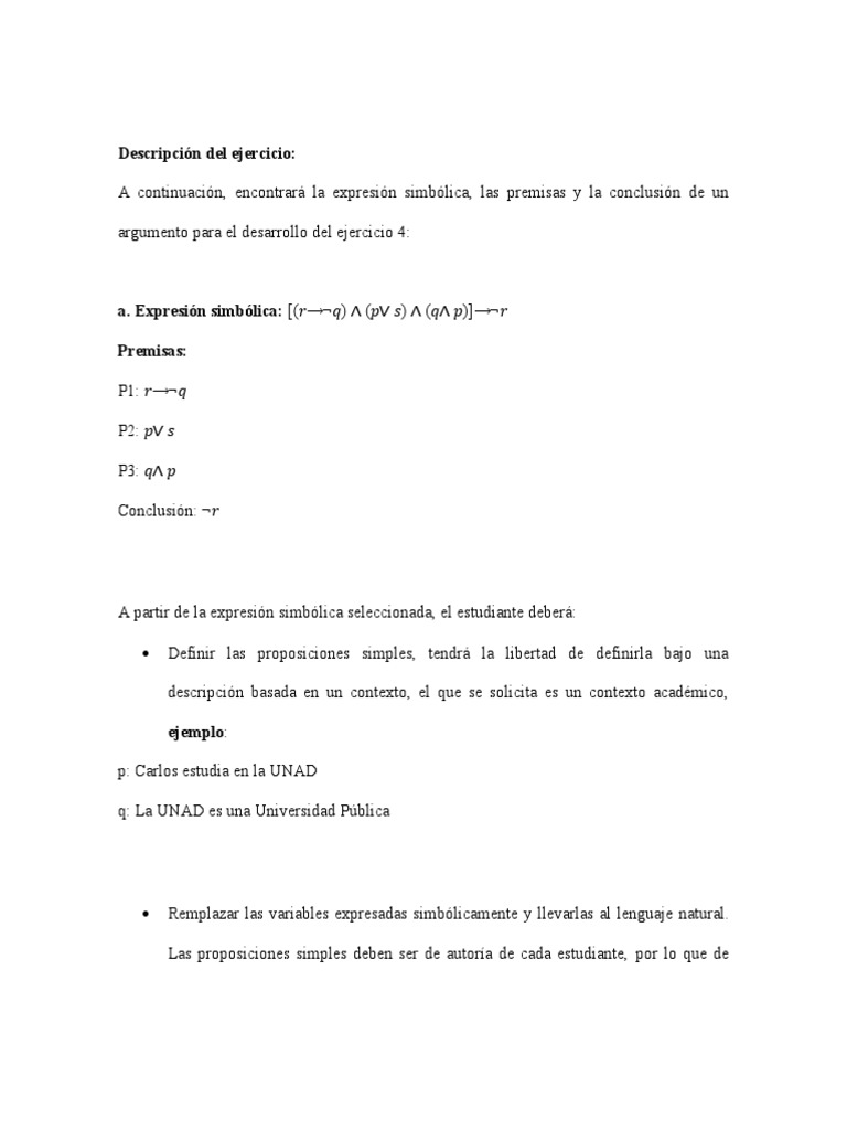 Ejercicio4 Unidad 2 Luz Manjarres | PDF | Proposición | Argumento