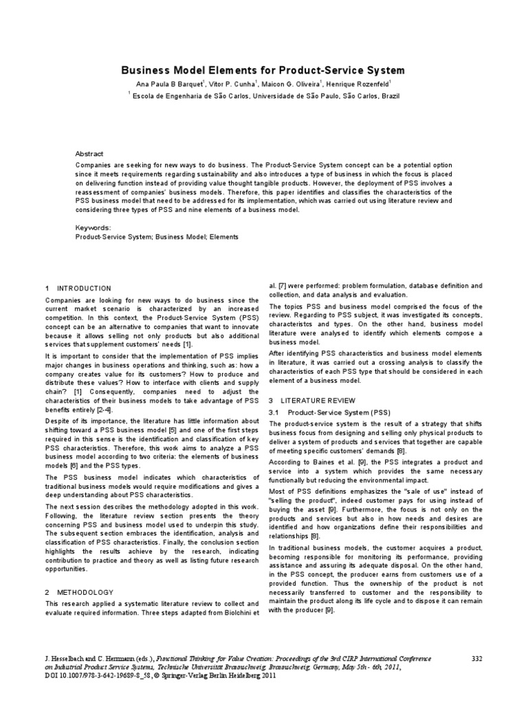 Product Service System Model | PDF | Business Model | Customer