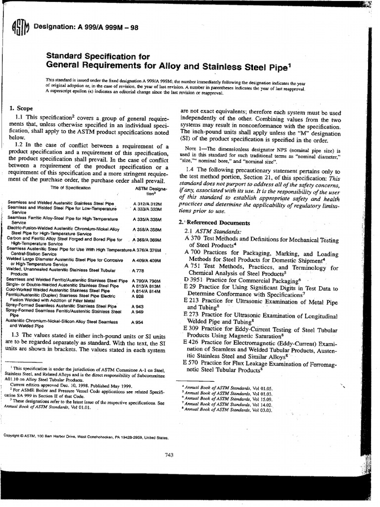 Astm A999 | PDF