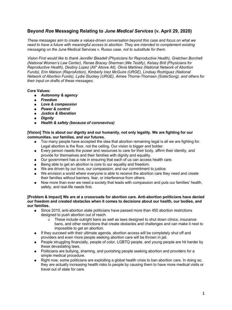 Beyond Roe Messaging | PDF | Abortion | Dignity